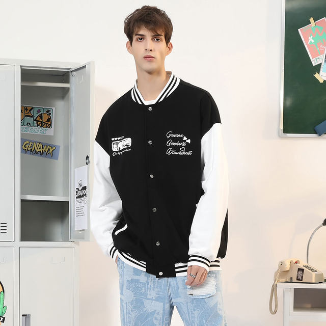 GENANX Lightning Trendy Brand Contrast Color Printed Baseball Uniforms ...