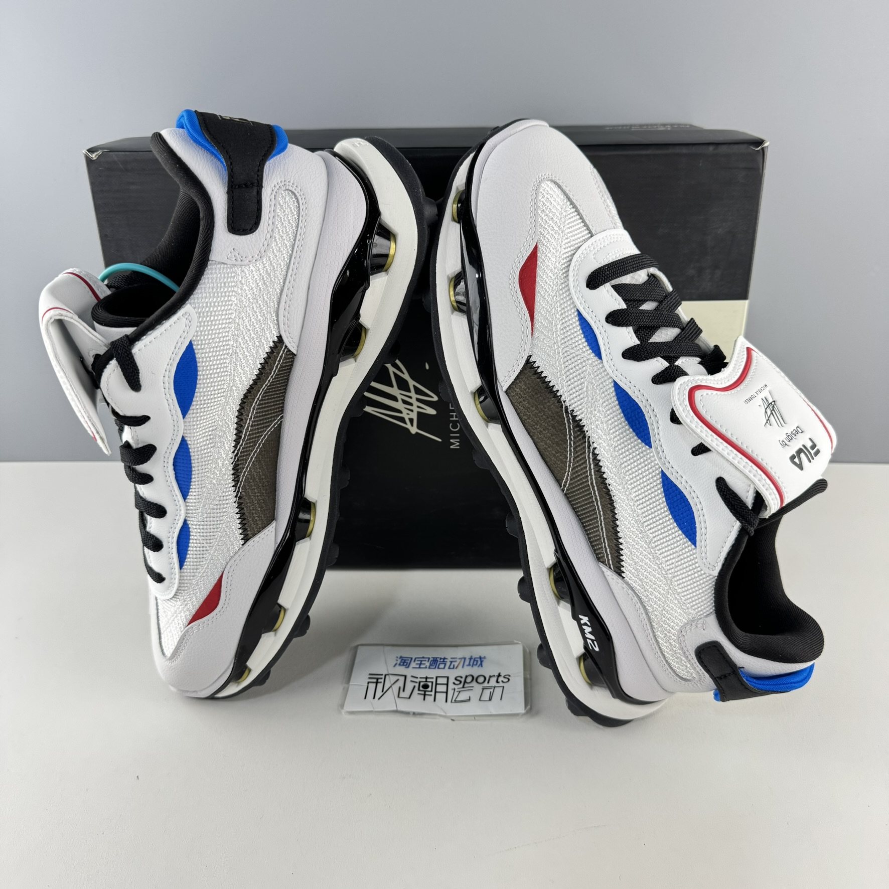 FILA Fila KM2 stacked shoes white gray men's retro versatile height ...