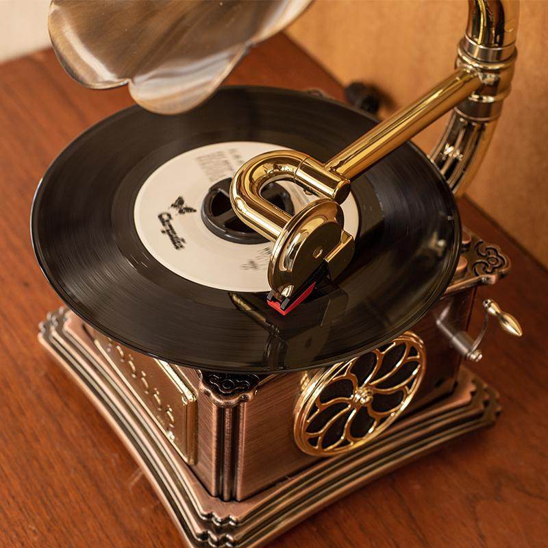 Retro Phonograph Vinyl Record Player with Bluetooth, Metal Design ...