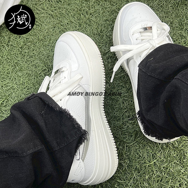 Nike Air Force 1 women's air force thick sole increased pure silver ...