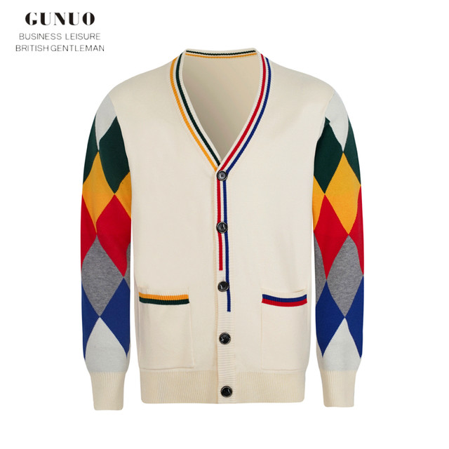 British college style retro literary sweater jacket for men in autumn ...