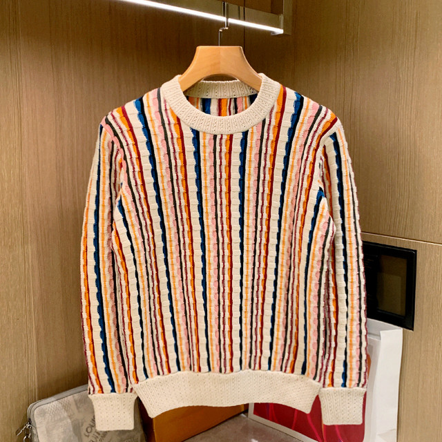 European station trendy contrasting thick woolen warm sweater for men ...