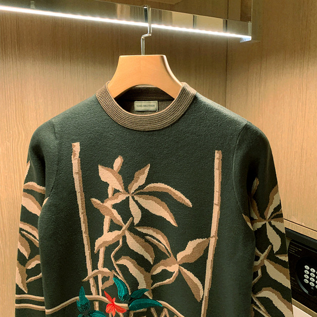 European station trendy brand colorful sweaters for men, retro ethnic ...