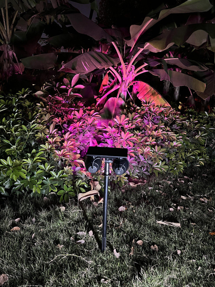 Solar two-color induction ground lawn spotlight villa courtyard garden ...