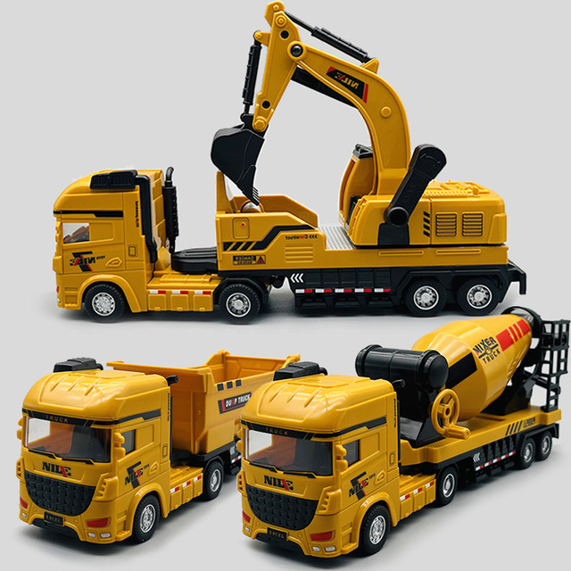 Children's inertial excavator transport truck excavator trailer mixer ...