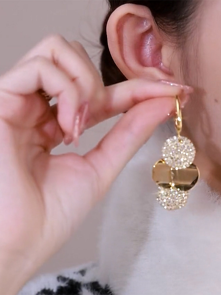 Full Tiantian Geometry Earrot Earrings Fashion Advanced French Metal ...