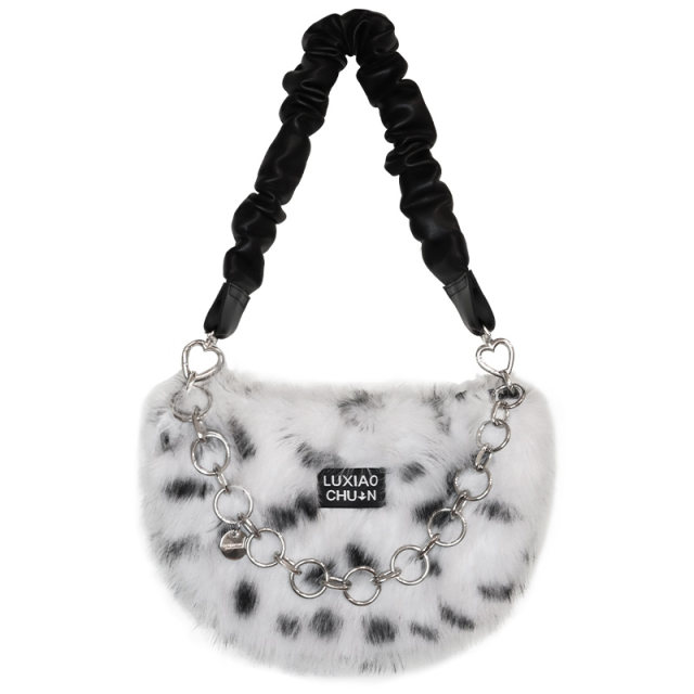 Lu Xiaochuan Original Y2K Millennium Hot Girl Dumpling Bag Chain Plush Bag Autumn and Winter ...