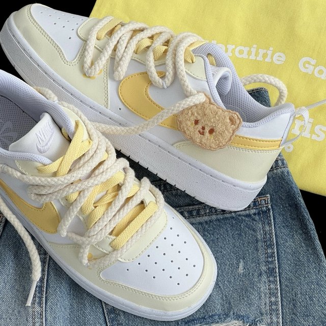 Nike Court Borough Cream Bear Hand Drawn Wear-resistant Low Top Shoes