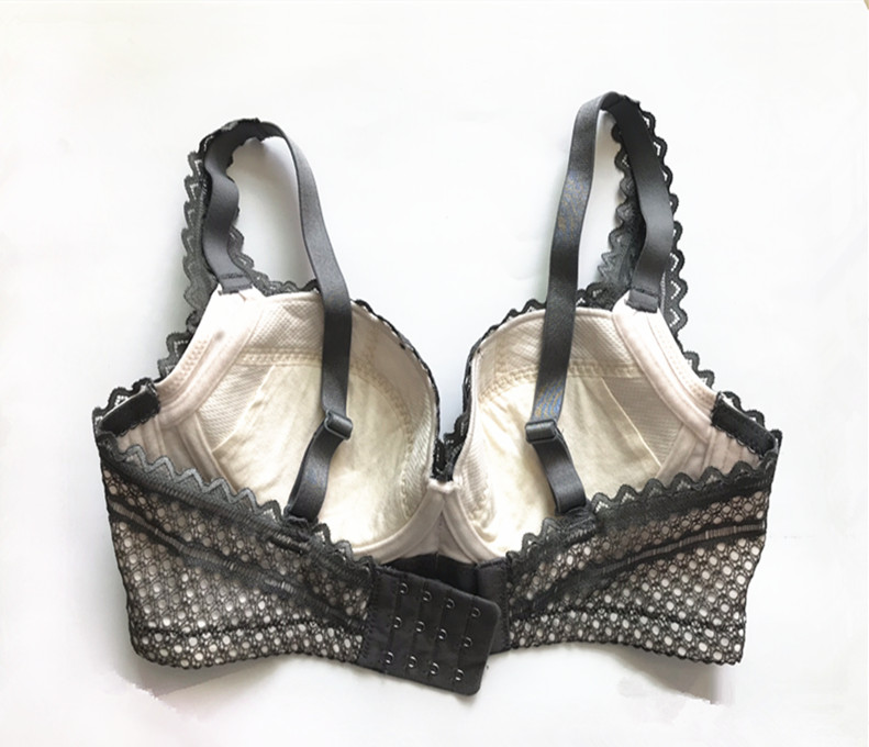 Lace thin cup C large cup comfortable and breathable steel ring bra ...