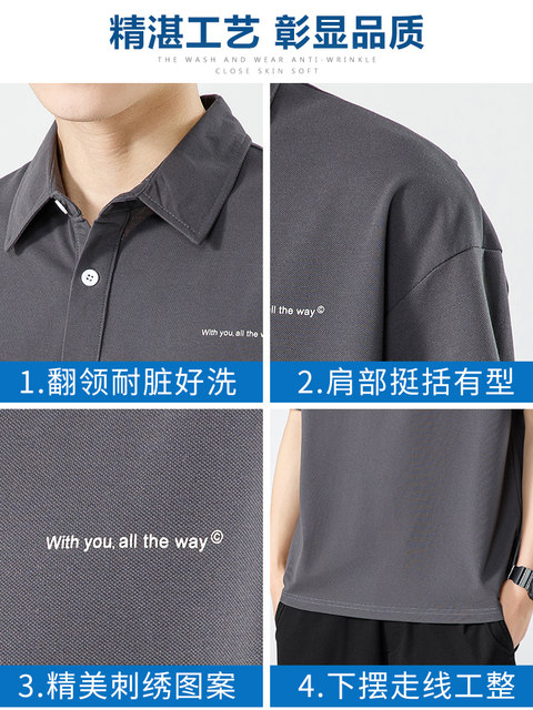 Luo Meng POLO shirt men's short-sleeved T-shirt summer thin trendy ...