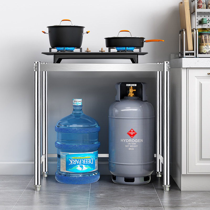 Stainless Steel Kitchen Storage Rack - Single-Layer Gas Stove Shelf