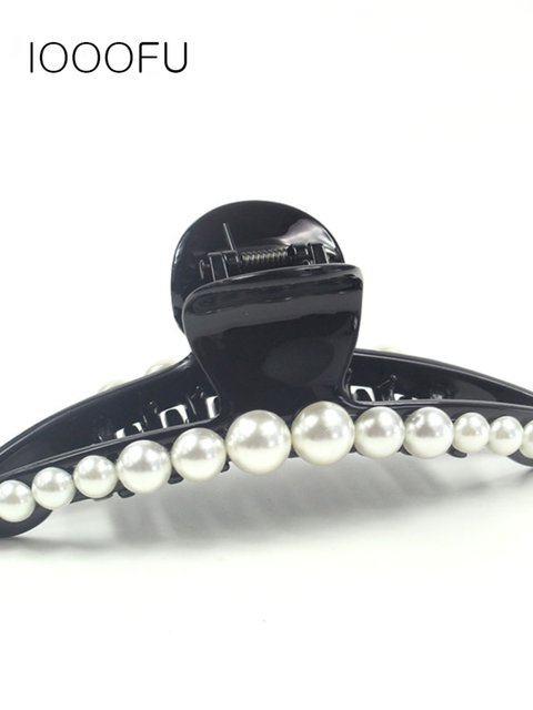 Pearl hair grabber, large Korean lady pearl hair grabber, mid-length ...