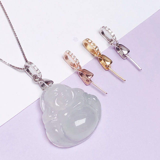 S925 sterling silver small pendant buckle jade pendant buckle diy ...
