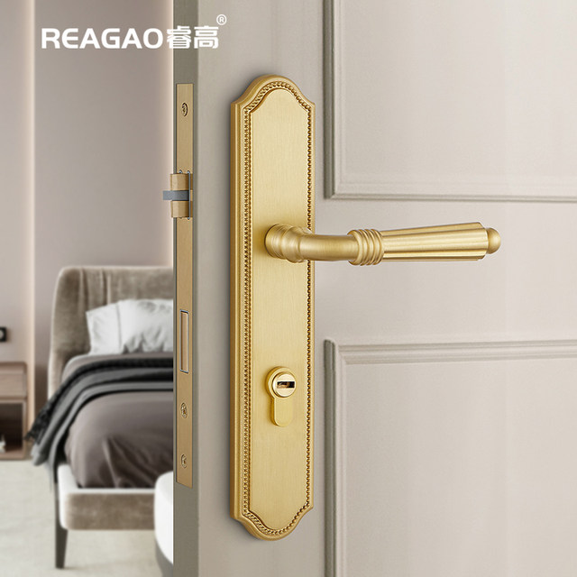Ruigao pure copper door lock indoor French light luxury golden door ...
