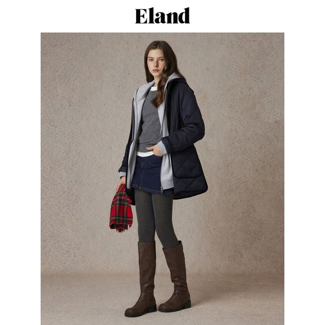 Eland women's warm turtleneck coat with detachable hood 24 new winter ...