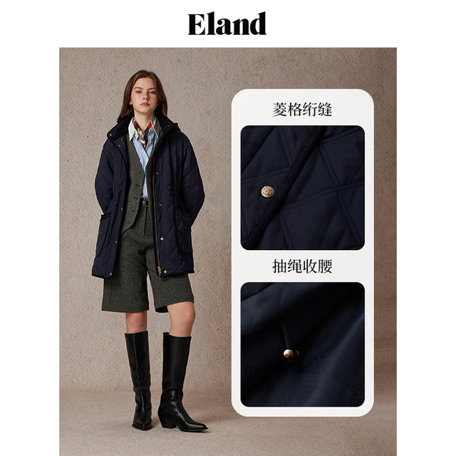 Eland women's warm turtleneck coat with detachable hood 24 new winter ...