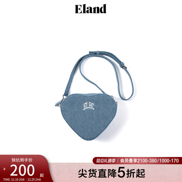 ELAND clothing shoulder bag messenger bag small bag denim embroidered ...