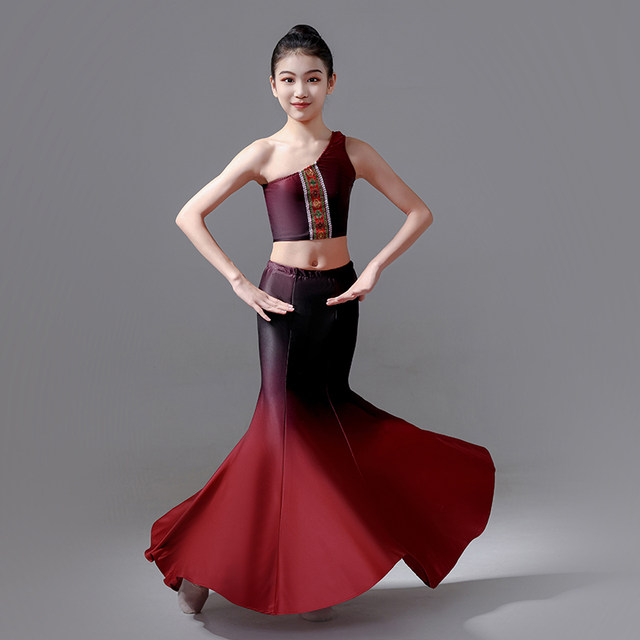 Adult Dai dance costume peacock dance fishtail skirt practice dance ...
