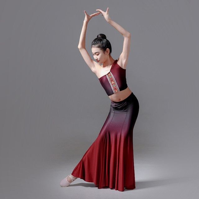 Adult Dai dance clothing peacock dance fishtail skirt practice dance ...