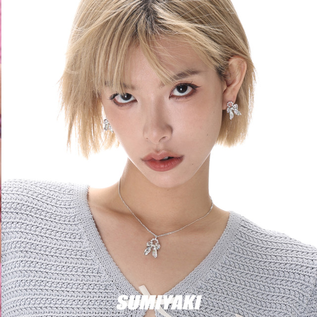 SUMIYAKI silk scarf bow pearl earrings are exquisite and compact s925 silver needle small and ...