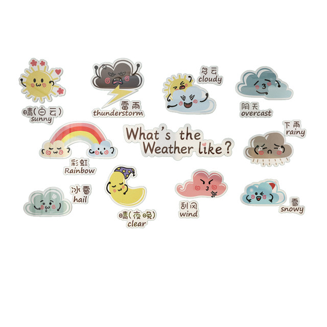 Kindergarten wall English classroom decoration weather forecast sticker ...
