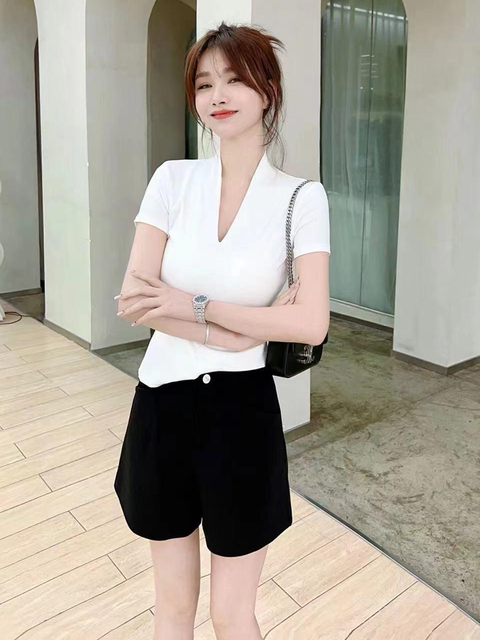 Kaka Women's Official Flagship Genuine Korean Pure Color Wild T -shirt ...