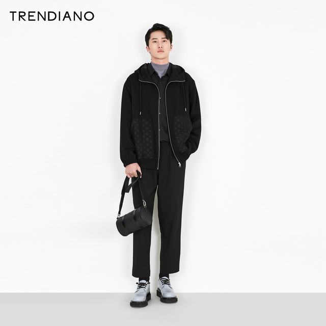 TRENDIANO official new spring men's loose hooded cardigan fashion jacket