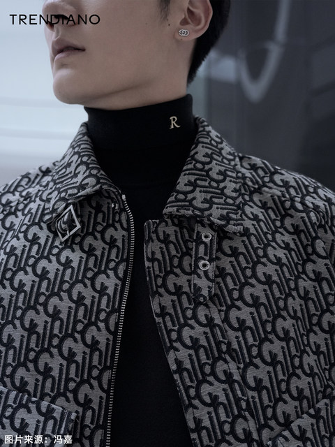 TRENDIANO letter jacquard short all-match jacket autumn and winter new ...