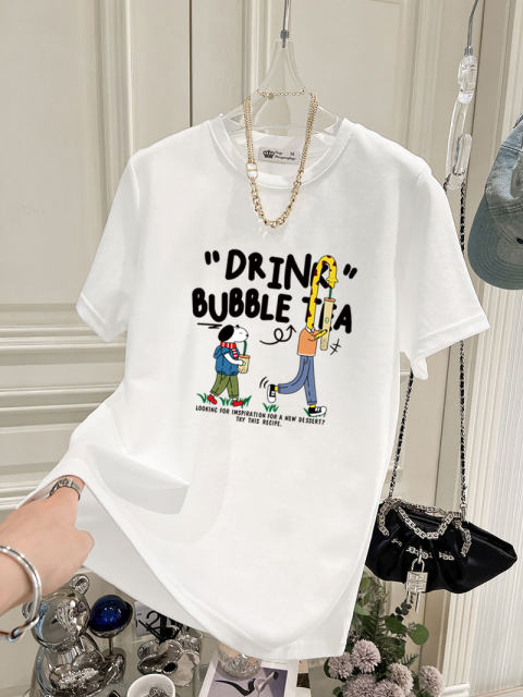Claine's blue short -sleeved T -shirt female 2025 summer new Korean ...
