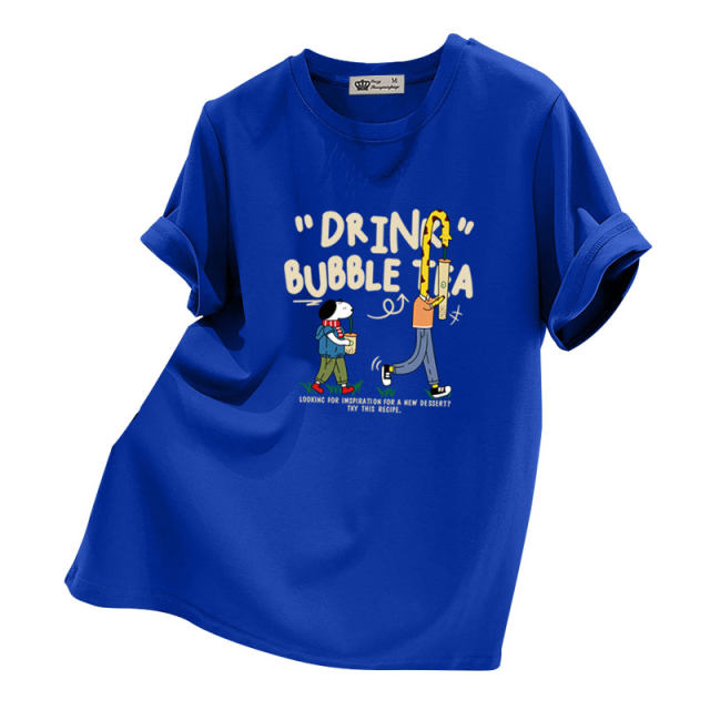Claine's blue short -sleeved T -shirt female 2025 summer new Korean ...