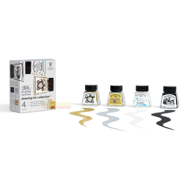 Windsor Newin Drawingink Waterproof Drawing Ink Set Ink Set Black and ...
