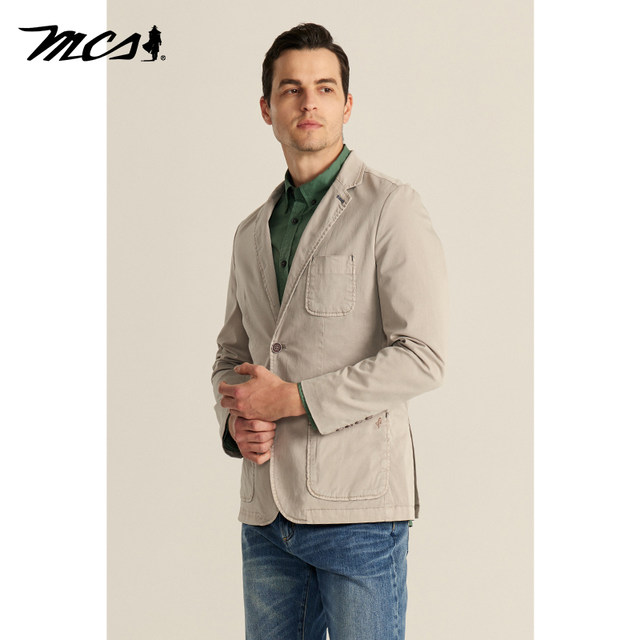 MCS Marlboro men's retro washed casual suit jacket men's old cotton ...
