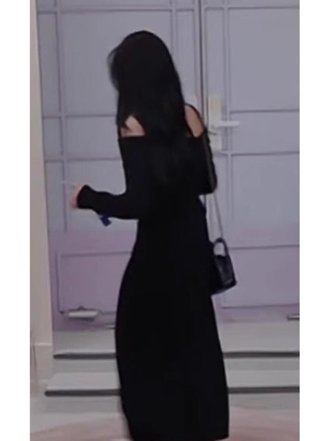 Sun Leyan's same black royal sister one-shoulder dress for women's ...