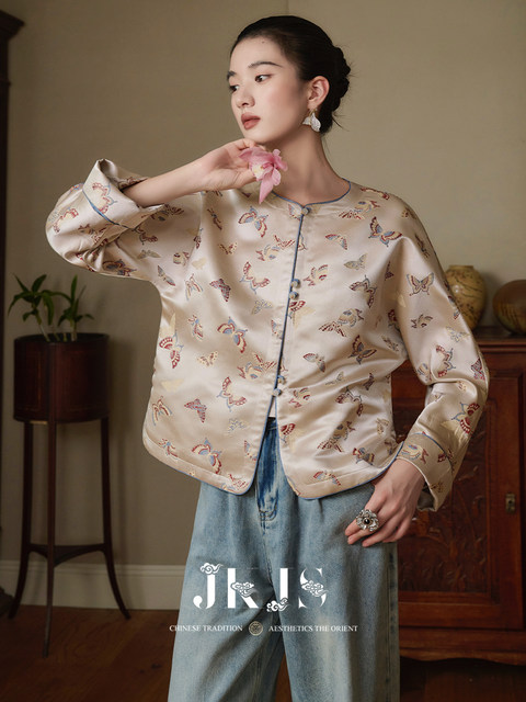 JKJS Butterfly Jacquard Short Jacket Women's 2025 New High-end Autumn ...