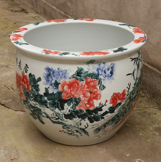 Jingdezhen old-fashioned ceramic fish tank koi tank large water tank ...