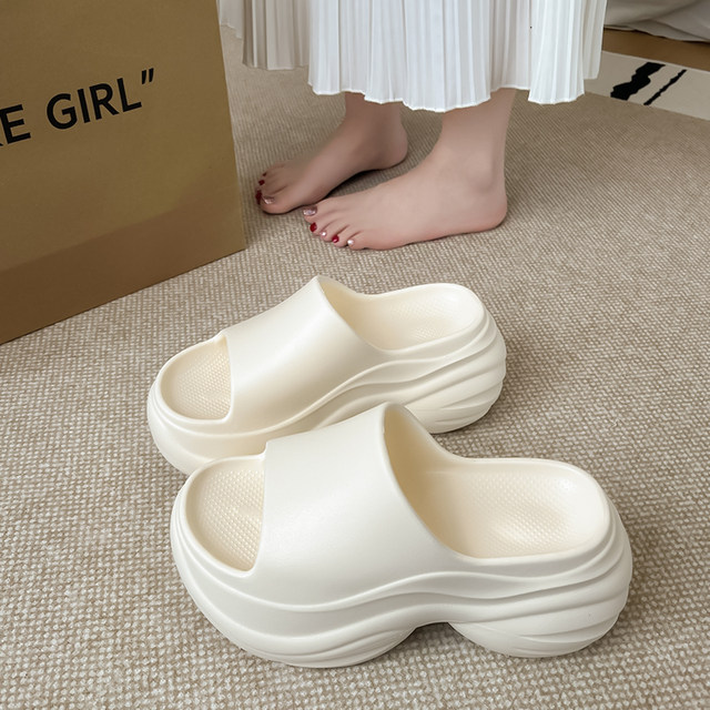 Thick-soled high-heeled slippers for women in summer, fashionable style ...