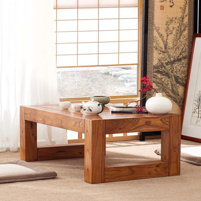 Old elm solid wood tatami small table Japanese style bay window small ...