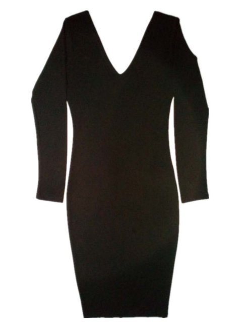 Black V-neck temperament dress sexy gold velvet solid color low-cut ...
