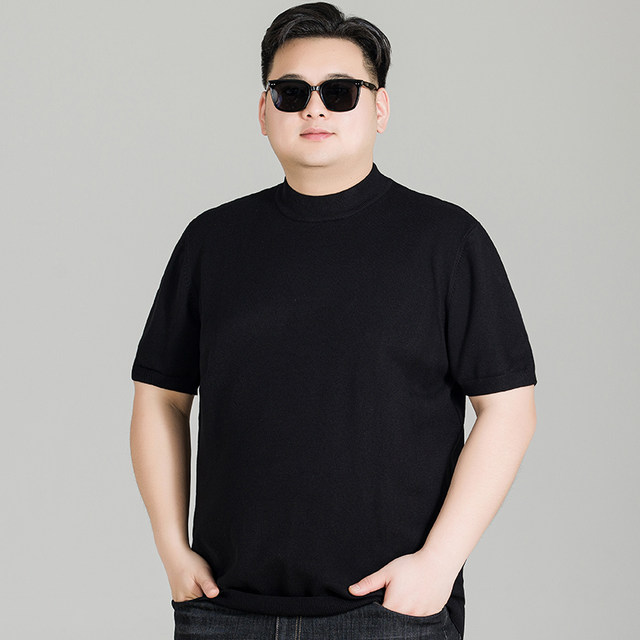 Plus size autumn and winter short-sleeved sweater for men plus size ...