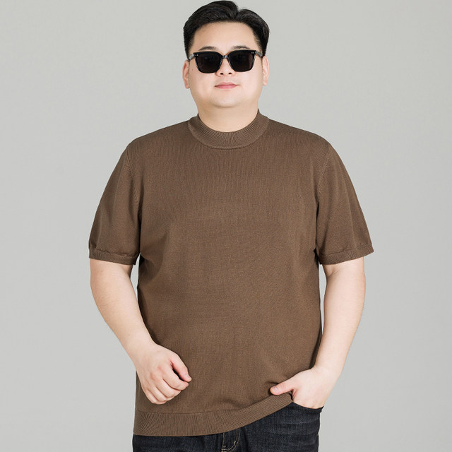 Plus size autumn and winter short-sleeved sweater for men plus size ...