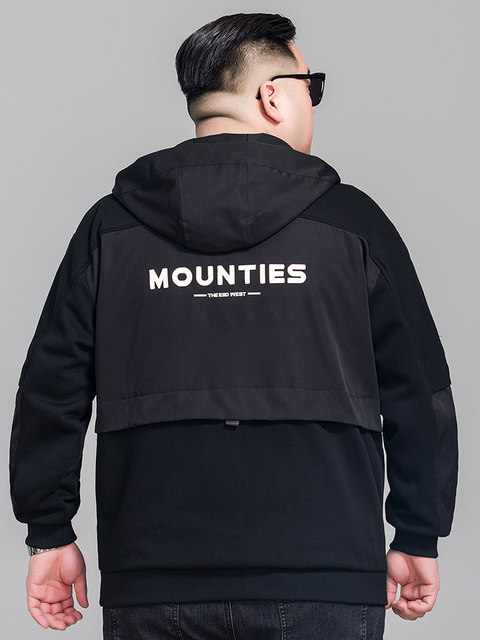 Large size men's spring new casual hooded jacket for men's plus-fat ...