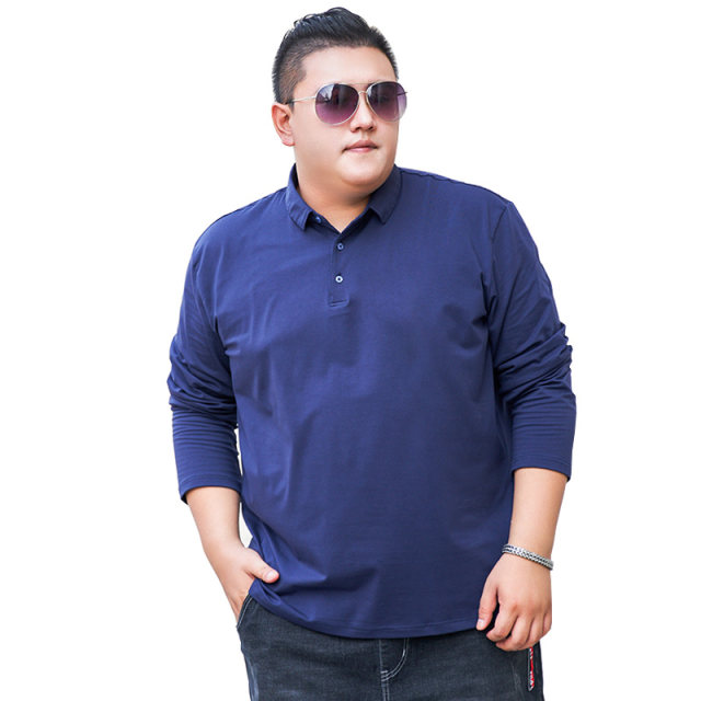 Bi Meng Fat Plus Size Casual Loose Polo Shirt Men's Solid Color Lapel ...
