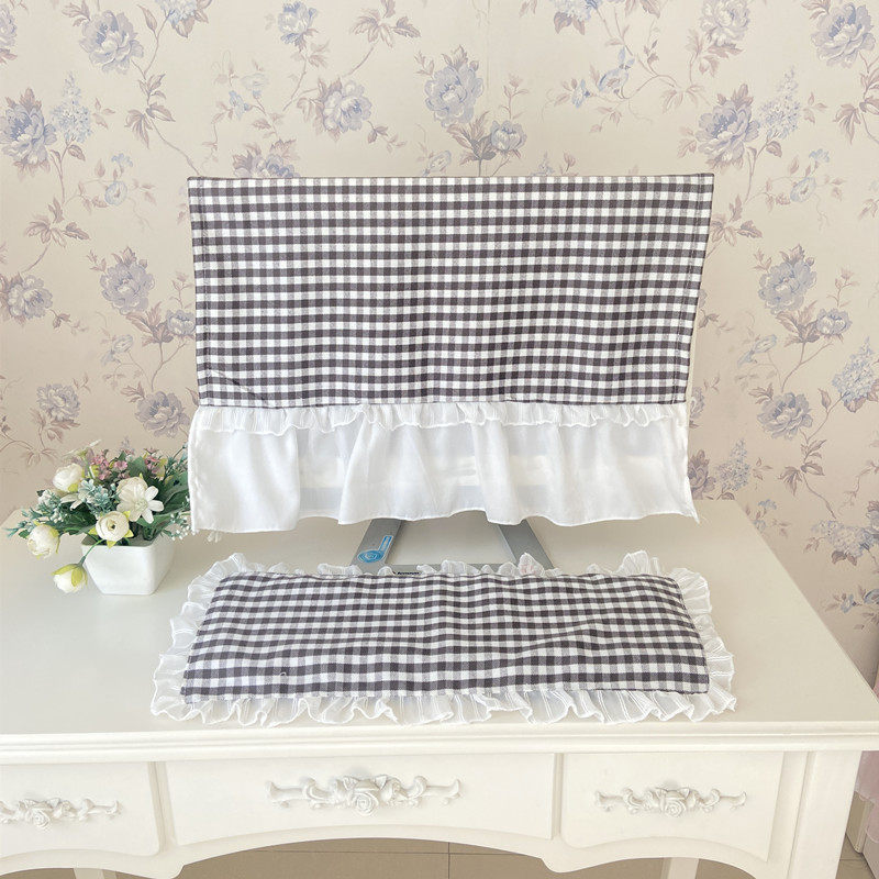 Plaid Fabric Dust Cover Set | LCD TV and Computer Cover Cloth