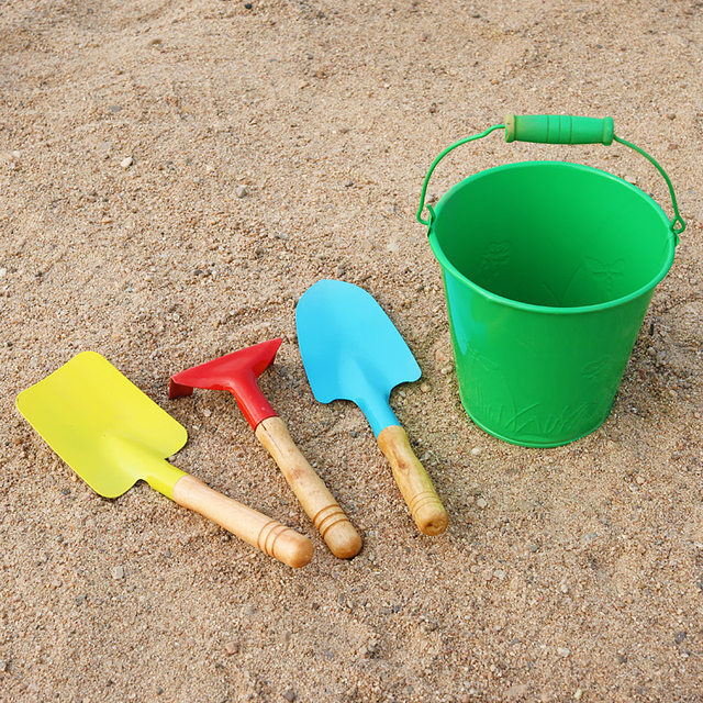 Children play sand dig sand shovel iron bucket beach toy set baby catch ...