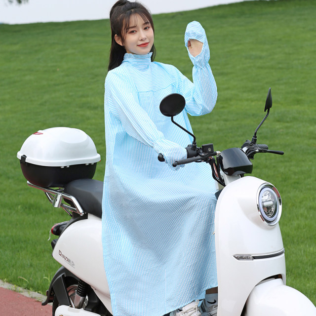Women's long sun protection clothing for riding electric motorcycles in ...