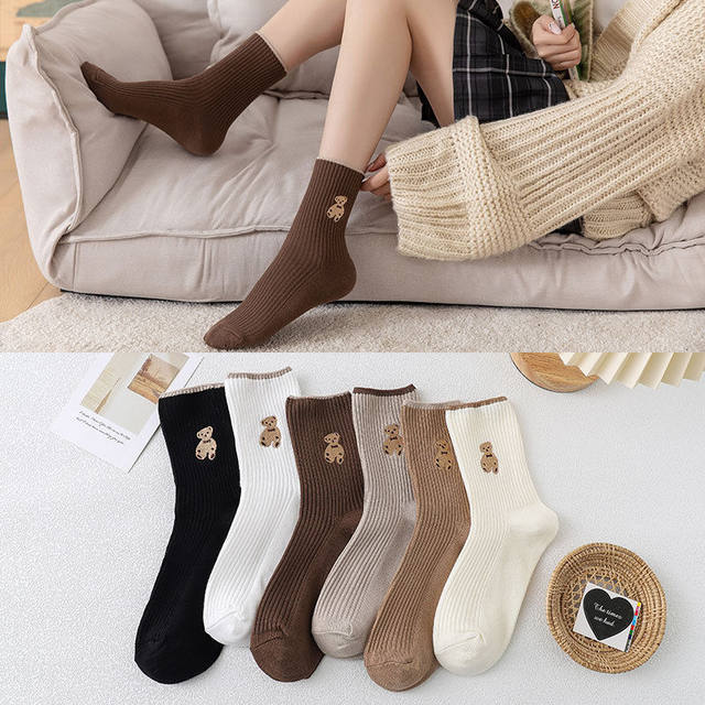 Teddy bear socks Children Korean version of the Chinese socks tide ...