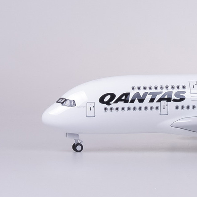 With wheels and lights, Australian Airlines Qantas 380 civil airliner ...