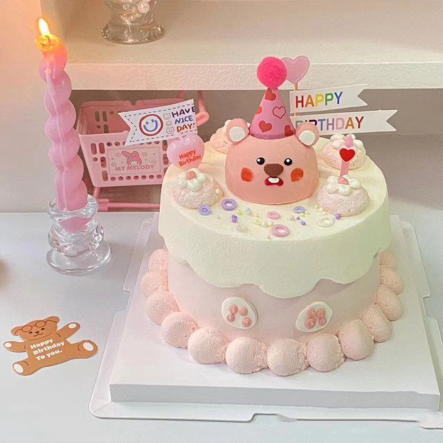 Internet celebrity Loopy Lobby INS Wind Birthday Cake Decoration Pink ...