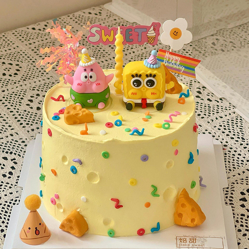Internet celebrity Spongebob Pie Big Star cake decoration ornaments ...