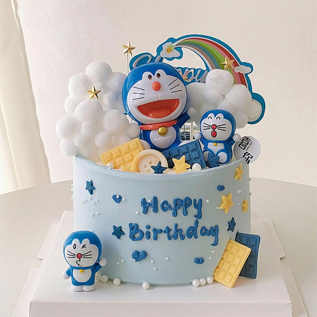 Doraemon Blue Fat Cake Decoration Ornaments Jingle Cat Doraemon Blue ...